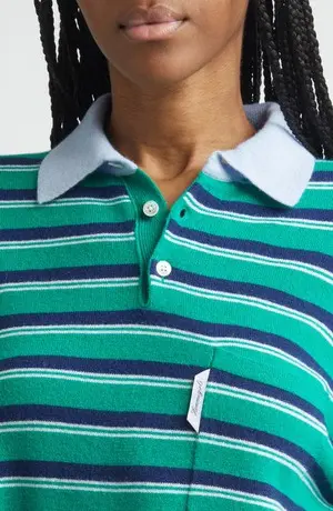 HOMMEGIRLS Stripe Wool & Cashmere Polo Sweater