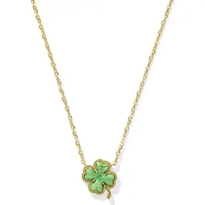 Kendra Scott Magnesite Clover Pendant Necklace - Gold Lime Green Magnesite