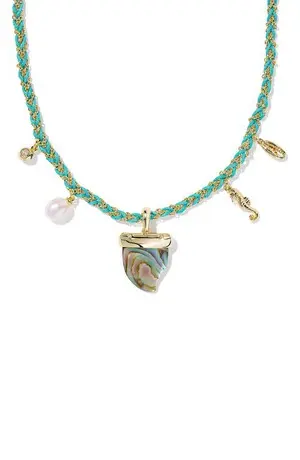 Kendra Scott Oleana Abalone & Freshwater Pearl Charm Necklace - Gold Abalone Shell