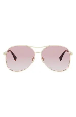 Fendi Graphy 61mm Gradient Pilot Sunglasses - Shiny Endura Gold/gradient