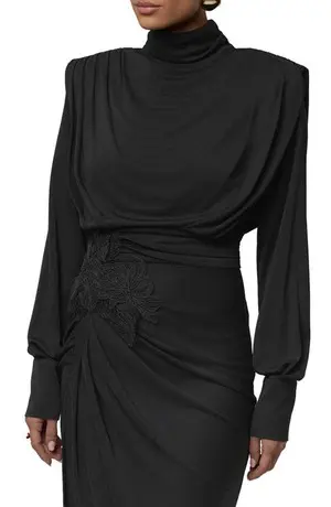 JLUXLABEL Radiance Long Sleeve Gown - Black
