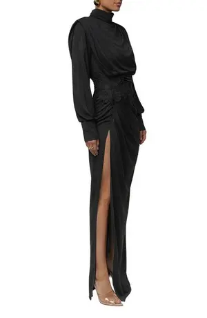 JLUXLABEL Radiance Long Sleeve Gown - Black