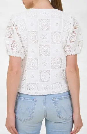 ZOE AND CLAIRE Embroidered Eyelet Button-up Top