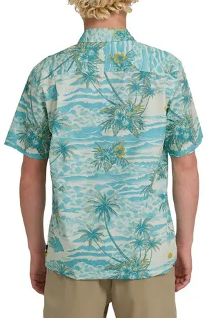 Quiksilver Sundown Classic Short Sleeve Stretch Cotton Button-up Shirt - Aqua