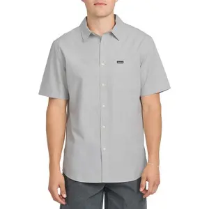 Quiksilver Shore Break Classic Short Sleeve Cotton Button-up Shirt - Micro Chip