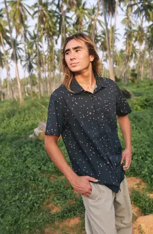 Quiksilver Ditsy Blossom Floral Classic Short Sleeve Cotton Button-up Shirt - Anthracite