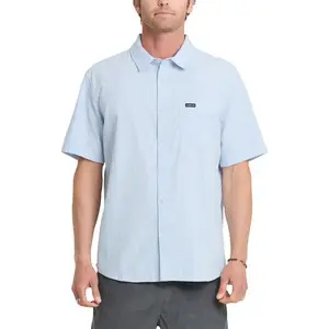 Quiksilver Dobby Stripe Classic Short Sleeve Cotton Button-up Shirt - Skyway