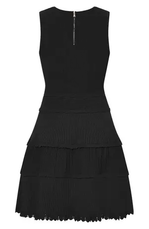 MILLY Suri Scallop Hem Tiered Knit Minidress