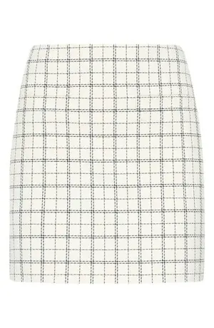 MILLY Plaid Mini Skirt - White/black
