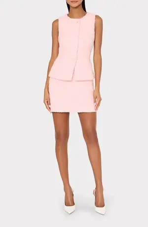 MILLY Briar Tweed Miniskirt - Blush