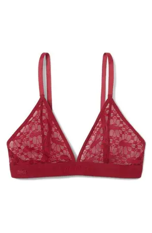 Lacoste Wireless Lace Bra - Bordeaux