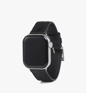 Mcm 38-41mm Embossed Monogram Leather Apple Watch Band - Black
