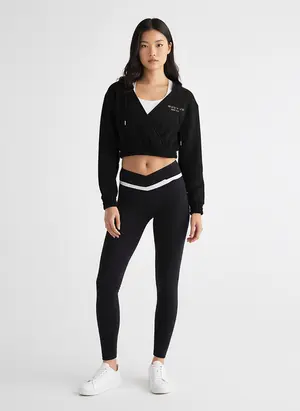 REVYVE ACTIVE Cropped V-neck Hoodie - Black