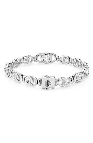Lagos Signature Caviar Interlocking Diamond Taper Link Bracelet