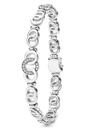 Lagos Signature Caviar Interlocking Diamond Taper Link Bracelet