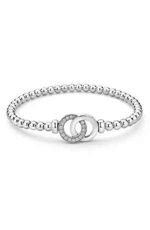 Lagos Signature Caviar Diamond Link Bracelet - Silver