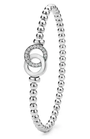 Lagos Signature Caviar Diamond Link Bracelet - Silver