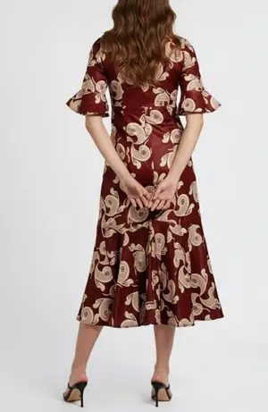 ELISAMAMA Tiwa Printed Midi Dress - Red