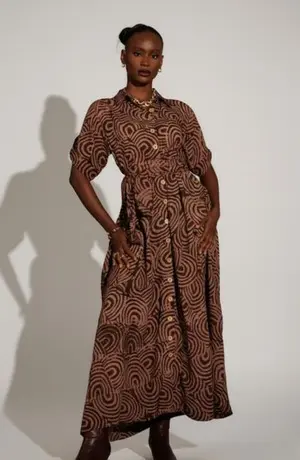 ELISAMAMA Printed Asake Shirt Dress