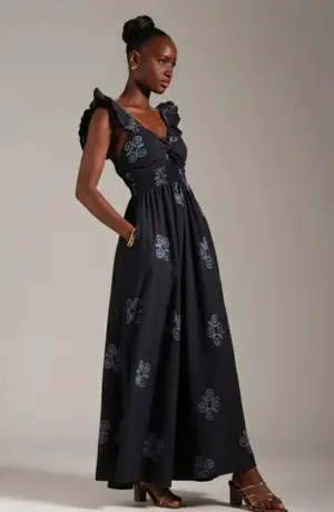 ELISAMAMA Ibukun Printed Maxi Dress - Black
