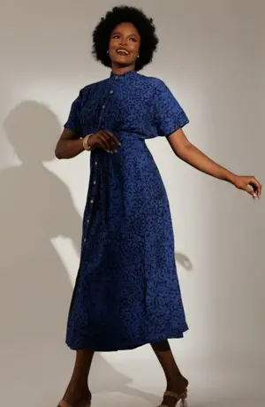 ELISAMAMA Buga Button-front Midi Dress - Blue