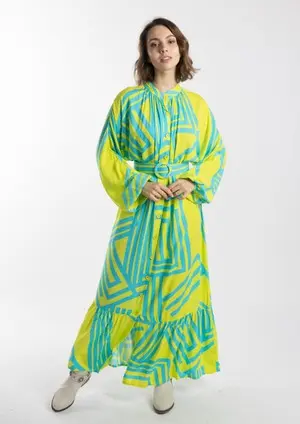LE FAFO Laia Printed Shirtdress - Yellow Printed