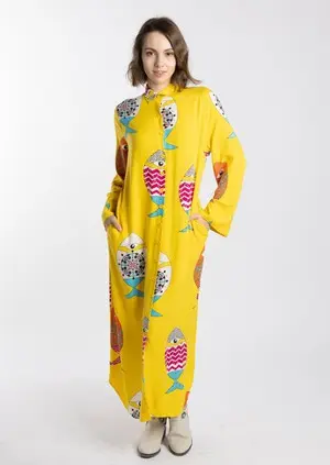 LE FAFO Laia Printed Shirtdress - Yellow Printed