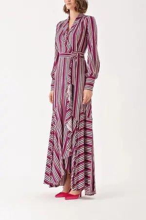 LE FAFO Striped Maxi Wrap Dress