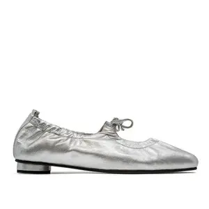 ALTA Gemma Leather Flats - Silver