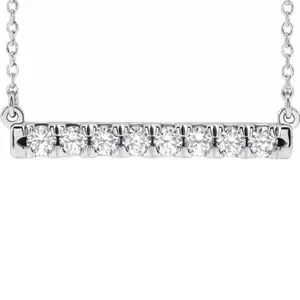 BLISS DIAMOND 14k Gold Lab Grown Diamond Bar Pendant Necklace - 14k White Gold