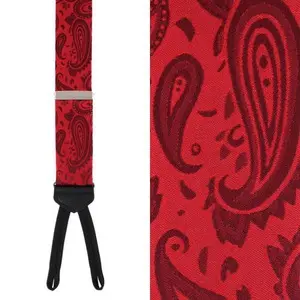 Trafalgar Banbury Paisley Silk Suspenders And Bow Tie Set - Red