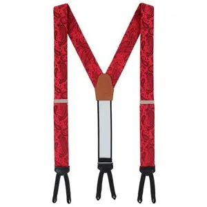 Trafalgar Banbury Paisley Silk Suspenders And Bow Tie Set - Red