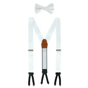 Trafalgar Banbury Paisley Silk Suspenders And Bow Tie Set - White