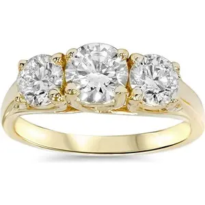 BLISS DIAMOND 2ct Three Stone Diamond 14k Gold Ring - 14k Yellow Gold