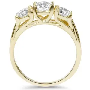 BLISS DIAMOND 2ct Three Stone Diamond 14k Gold Ring