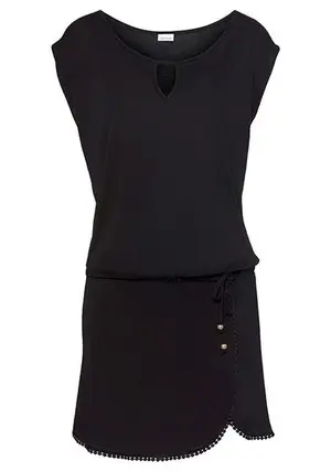 LASCANA Crochet Hem Mini Dress - Black