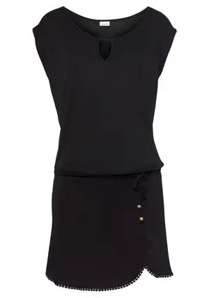 LASCANA Crochet Hem Mini Dress - Black