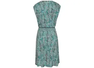 LASCANA Smocked Waist V-neck Dolman Sleeve Dress - Turquoise Rose