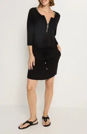 LASCANA Zipper Detail Mini Dress - Black