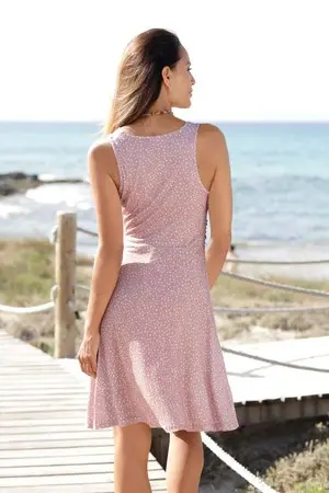 LASCANA Printed Wrap Look V-neck Dress - Leopard Mauve