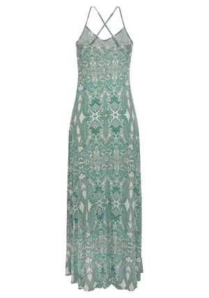 LASCANA Paisley Print Maxi Dress - Green Patterned