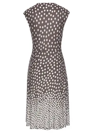 LASCANA Polka Dot V-neck Wrap Dress - Brown Multi