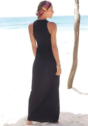 LASCANA Sleeveless Maxi Dress With Decorative Shoulder Straps - Black