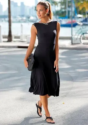 LASCANA Lace Accent V-back Dress
