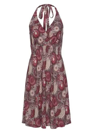 LASCANA Printed Halter Neck Dress - Purple Multi