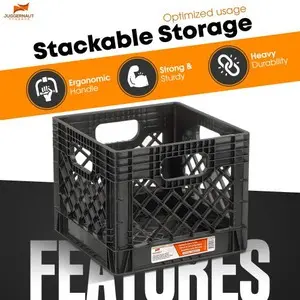 JUGGERNAUT STORAGE Milk Crate 2-pack 16 Quart