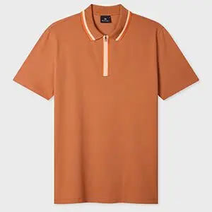 Paul Smith Rust Contrast Tipping Zip Polo Shirt