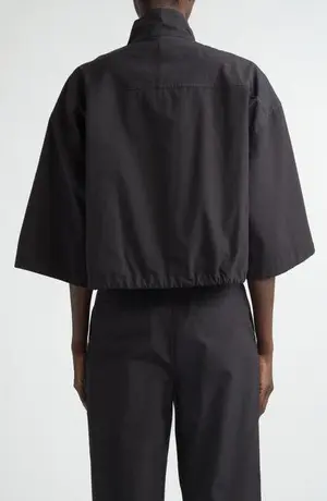 Lafayette 148 New York Oversize Cotton Poplin Crop Shirt Jacket