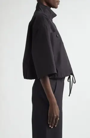 Lafayette 148 New York Oversize Cotton Poplin Crop Shirt Jacket