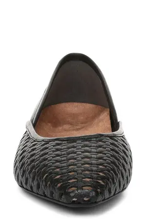 Vionic Gracia Leather Flat - Black Woven